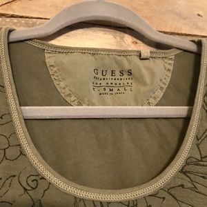 Guess | Tops | Guess Hunter Green With Black Floral Outline Tank | Poshmark